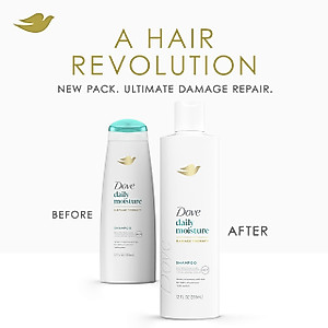 Dove Damage Therapy Shampoo Daily Moisture for Dry Hair with Bio-Protein Care Technology and Hyaluronic Serum 12 Fl Oz
