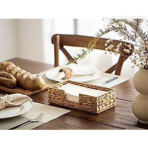 StorageWorks Water Hyacinth Napkin Holder, Wicker Baskets and Serving Tray for Kitchen, Rattan Napkin Holders for Tables, 9 ¾"L x 5"W x 2 ¾"H, 1 Pack