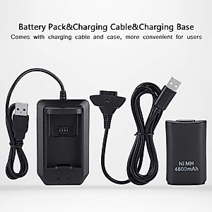 Bewinner Rechargeable Battery Pack for Xbox 360,Comes with USB Charging Cable and Charging Base,Rechargeable 4800mah Replacement Battery Pack,Backup Battery for Xbox 359 Controller During Games