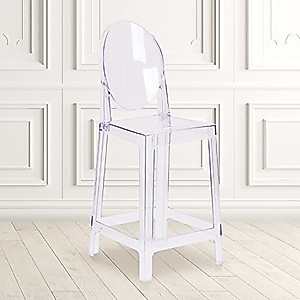 Flash Furniture Ghost Counter Stool with Oval Back in Transparent Crystal