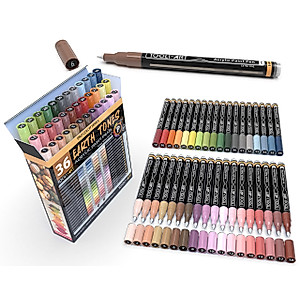 36 Acrylic Paint Pens Skin and Natural Earth Tone Marker Set For Rock Painting, Canvas, Mugs, Glass, Plastic, Wood, Metal, Fabric, Scrapbooking, Most Surfaces. Quick Drying Waterbased (EXTRA FINE)