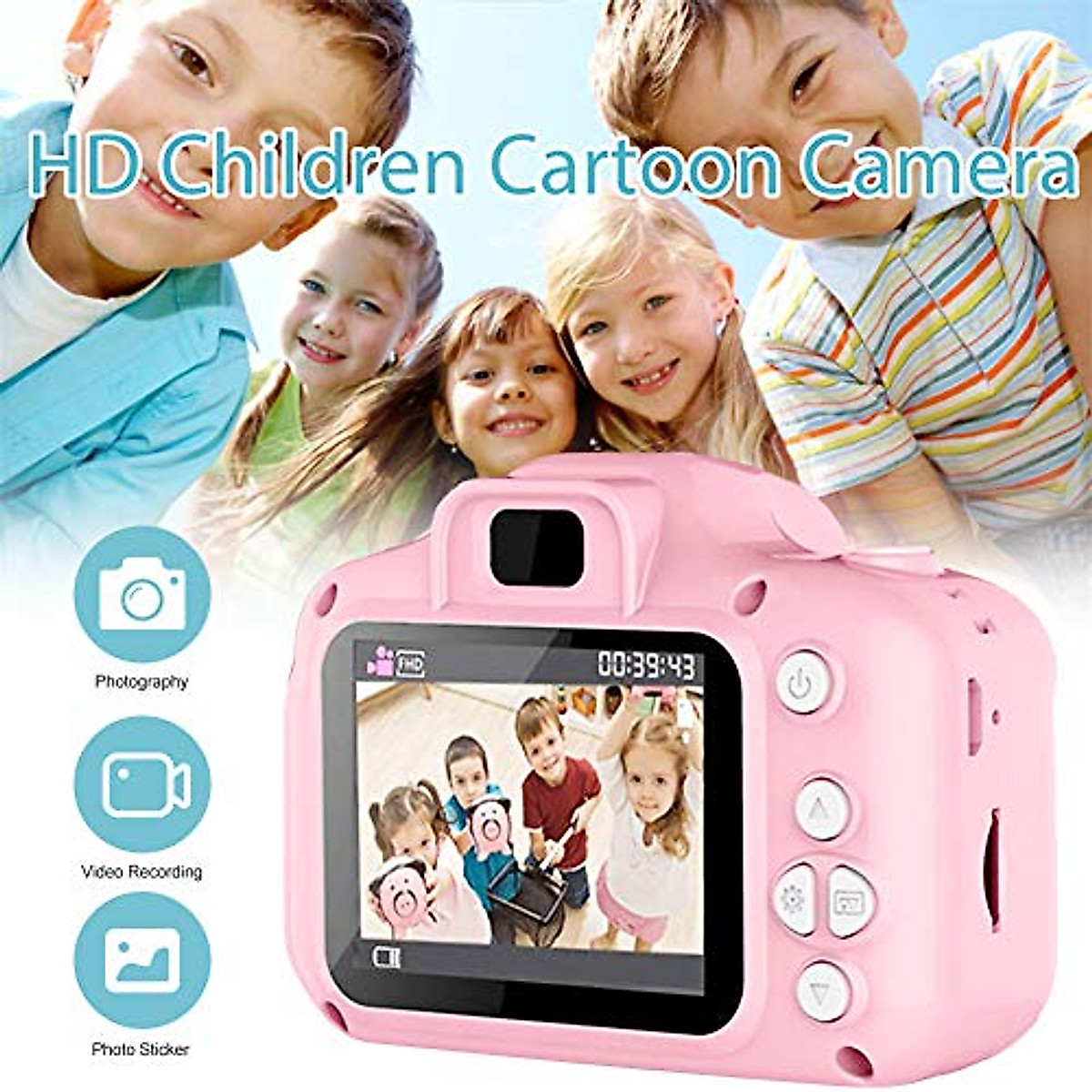 Children's Camera Digital Camera Toy Children's Education Camera Can Take Pictures Baby Mini SLR Camera 1080P HD Screen Boy and Girl Gifts,Pink