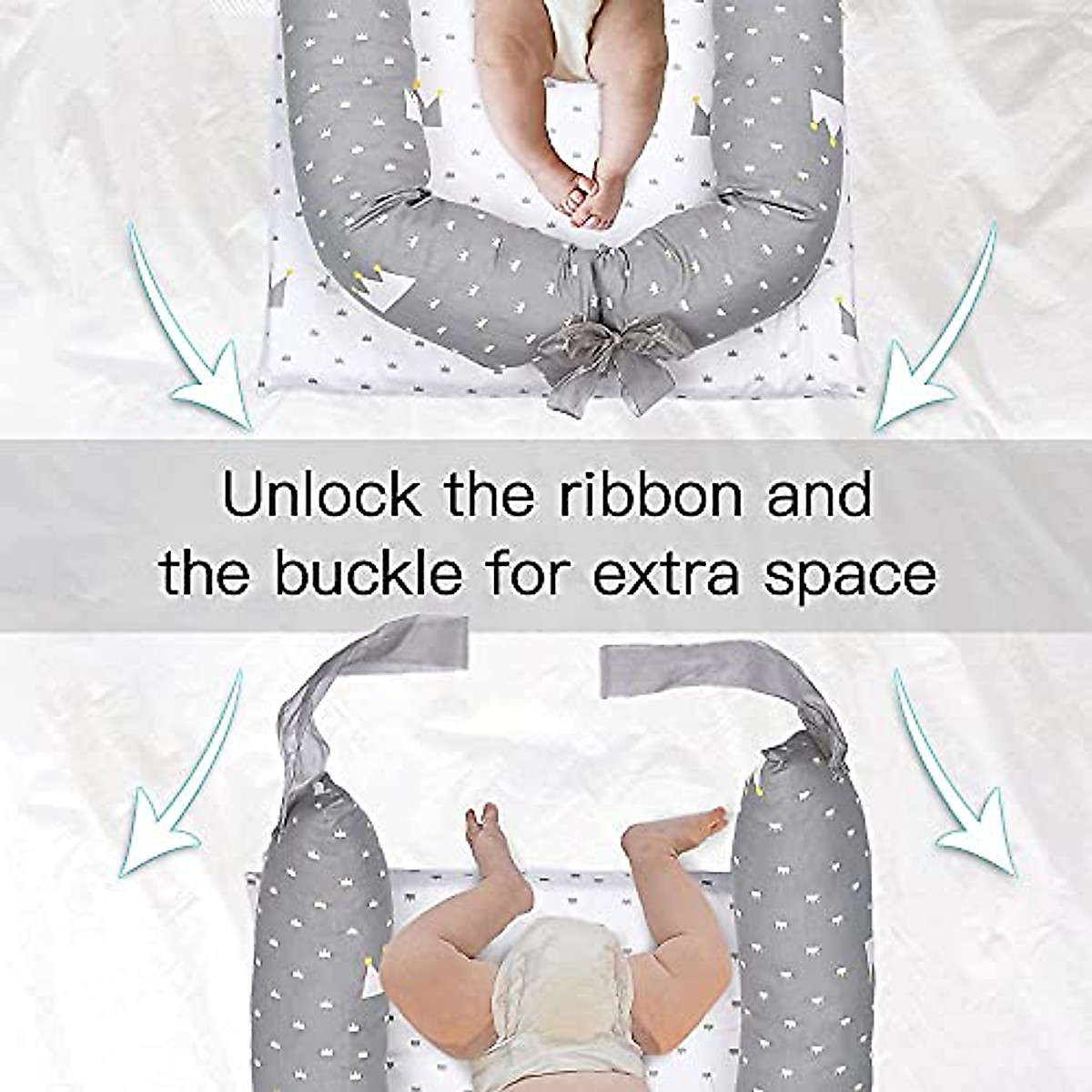Baby Lounger Cover Baby Nest Cover 100% Cotton Breathable Sleeping Bed Cover for Newborn Nest Co Sleeping Bed Machine Washable (Star)