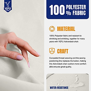 YEFU Adirondack Chair Cushion, Rocking Chair Cushions High Back, Thickened Patio Chair Pad for Indoor and Outdoor, 49x20x5 Inch, Light Gray, 2-Pack