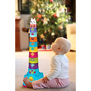 KIMI HOUSE 15 Pieces Stack Up Cup Toys, Early Development Toys, Stacking, Nesting, Sorting Cups and Rattle Shaker for Infants, Toddlers, Boys, Girls, Kids