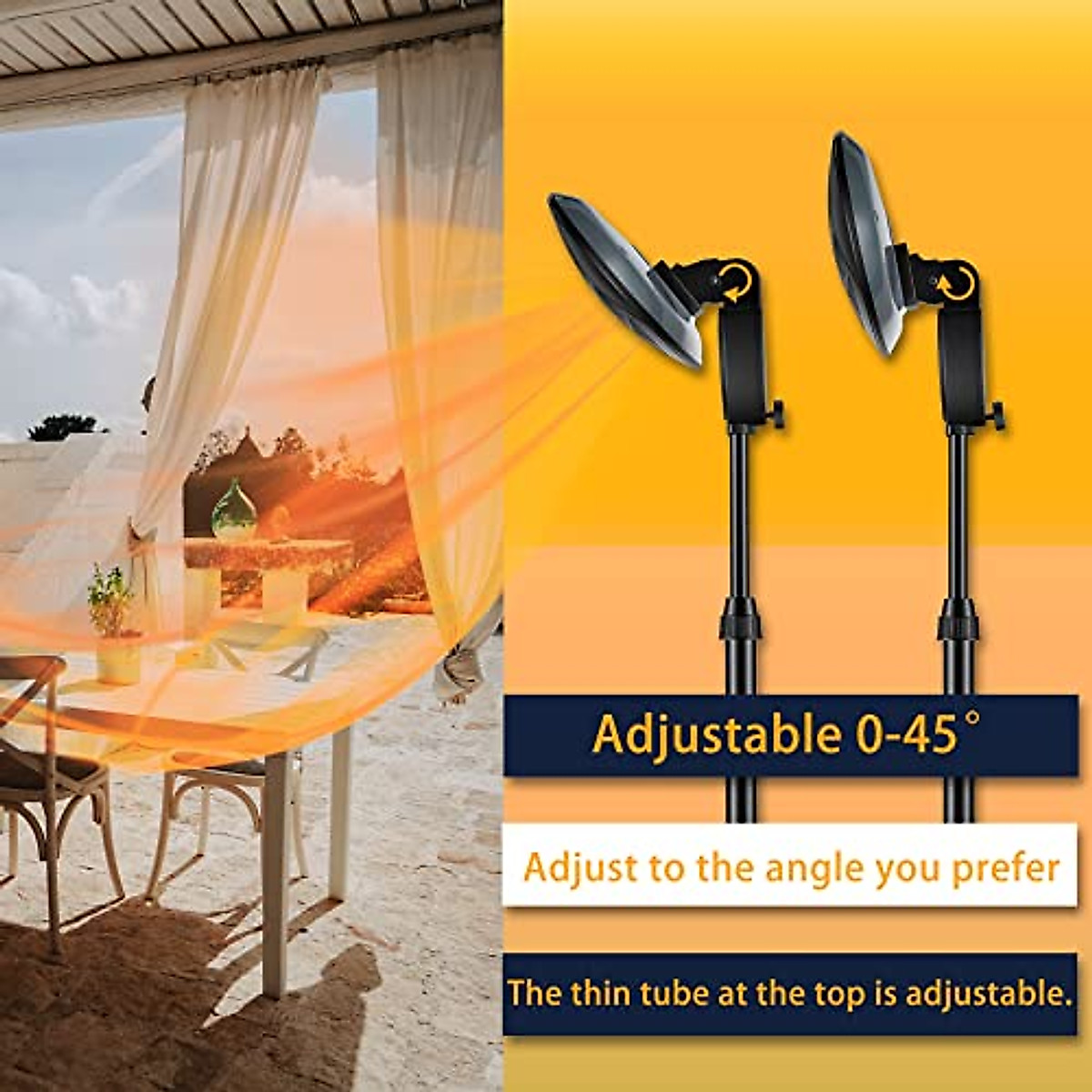 DONYER POWER retractable Electric quartz Heater with Protection System Waterproof，Outdoor/Indoor 1500W，Garden Patio, Easy Assembly