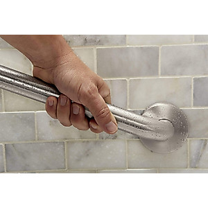 Moen Bathroom Safety 24-Inch Shower Grab Bar with a Slip-Resistant Peened Texture and Concealed Screws for Handicapped or Elderly, R8724P