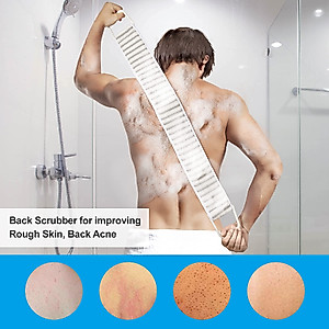 AmazerBath 2 Pack Exfoliating Back Scrubber, Bath Back Scrubber Exfoliator Loofah Back Washer for Shower, Men, Women, Bathroom(37.4 inch length 3.94 inch width)