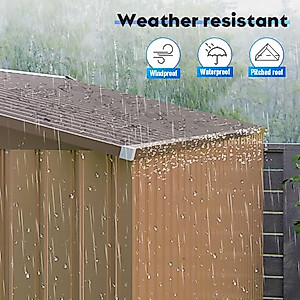 JAXPETY 9x10.5 FT Outdoor Storage Shed - Galvanized Metal Storage Shed Garden Shed with Double Lockable Doors and Floor Frame Backyard Shed for Garden Patio Backyard Lawn Tools, Brown