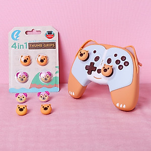 PowerLead Thumb Stick Grip Caps 4PCS for Nintendo Switch, Silicone Joystick Cover Accessories for Nintendo Switch Lite, Cute Animal Theme Gifts for Women Men Kids, Joystick Caps for Switch Controller