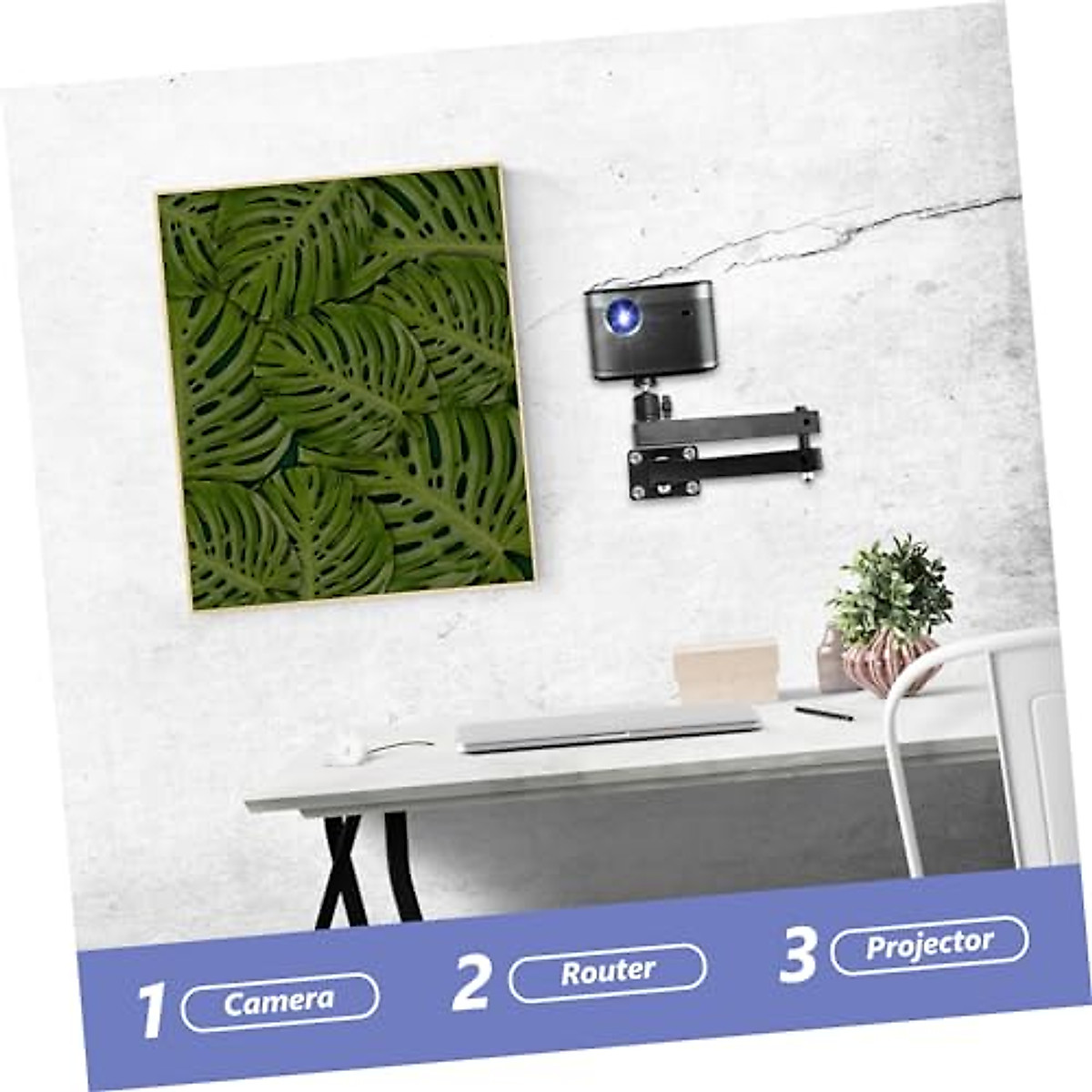 HOMSFOU 1 Set Home Supplies Wall-Mounted Router Rack Stainless Steel Router Storage Holder Black Camera Bracket