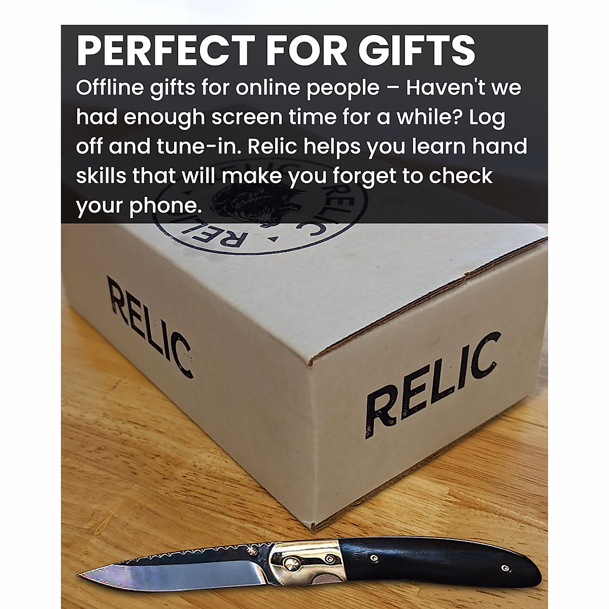 RELIC Skills | DIY Folding Knife Making Kit - Made in the USA - Gifts for Dad - Manly Gifts - Wood & Leather - New Fathers - Tools & Accessories - Camping - Family Gifts - Boys - Girls