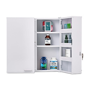Mount Brook Lockable Metal Storage Cabinets - Large Capacity Bathroom Wall Cabinet with 11 Shelves - Medicine Cabinet with Lock for Storing Medicines and Medical Supplies