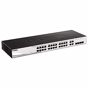 D-Link 28-Port Gigabit Smart Managed Switch | 24 GbE + 4 SFP Combo Ports | L2+ | VLANs | Cable Diagnostics | Web UI | Rackmount | Fanless | NDAA Compliant | Lifetime Warranty (DGS-1210-28)