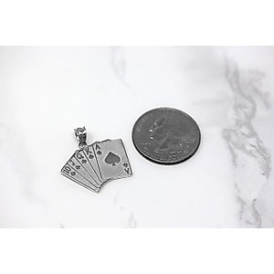CaliRoseJewelry Sterling Silver Lucky Royal Flush of Spades Poker Hand Pendant