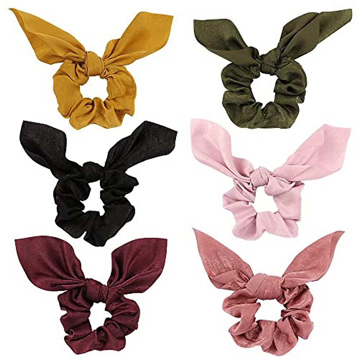 Jaciya Satin Silk Scrunchies for Women Hair Scrunchies for Women's Hair Bow Scrunchie Holder Hair Ties for Girls Pony Tails Hair Ties for Thick Hair No Damage