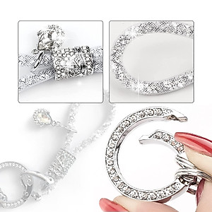 Jawmoy Pack-1 Bling Car Keychain, Rhinestones Keychain Accessories, Metal Crystal Key Chain Ring (Silver)