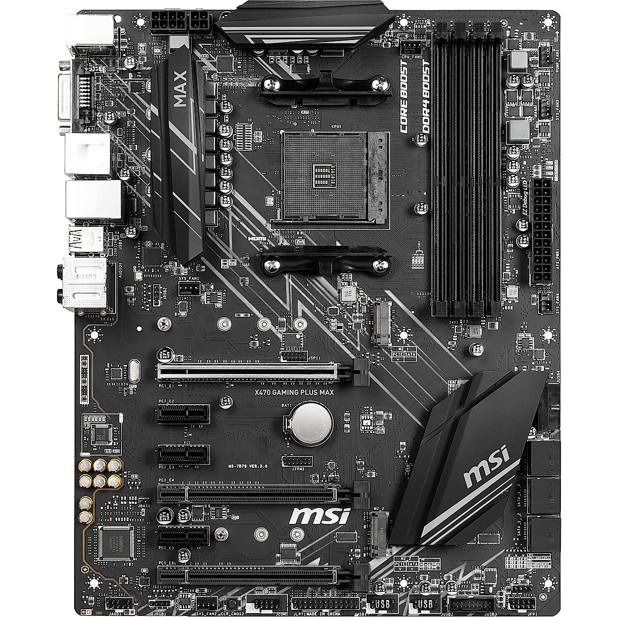 MSI Performance Gaming AMD X470 Ryzen 2ND and 3rd Gen AM4 DDR4 DVI HDMI Onboard Graphics CFX ATX Motherboard (X470 GAMING PLUS Max)