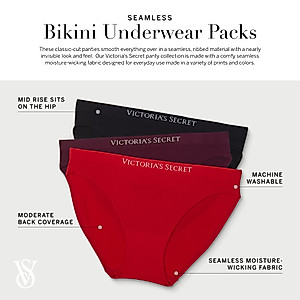 Victoria's Secret Seamless Bikini Panty Pack, Underwear for Women, 7 Pack, Stripes & Solids (XS)