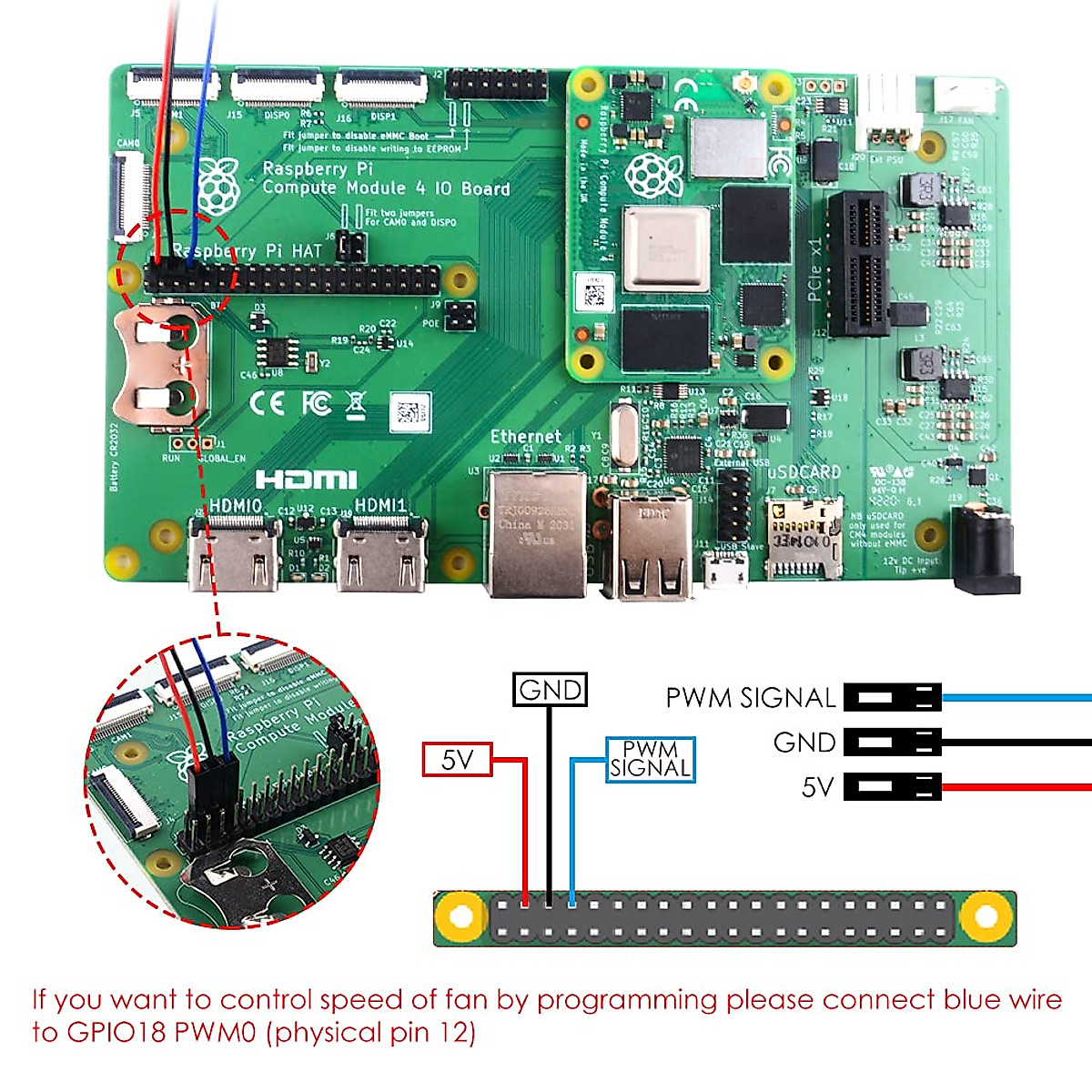 GeeekPi Aluminum Alloy Heatsink with PWM Fan for Raspberry Pi Compute Module 4, Passive Cooling Radiator with Speed Control Fan for Raspberry Pi CM4 Motherboard