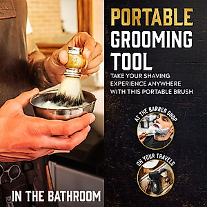 The Cambridge Cut Throat® Luxury Missanda Hardwood and Stainless Steel Men's Shaving Brush for Soap, Foam or Cream with Premium Synthetic Silvertip Vegan Friendly Badger Bristles Male Grooming Present