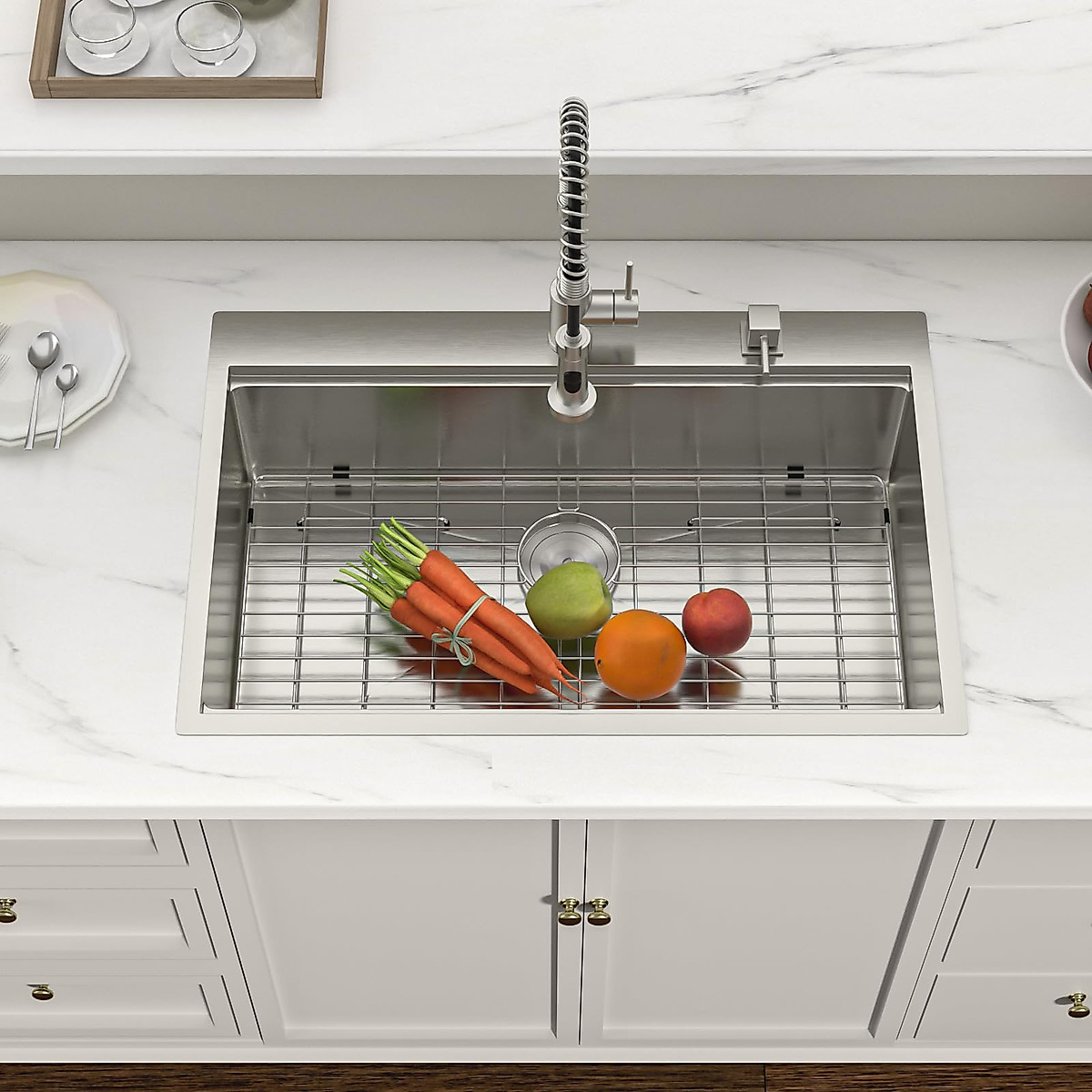 33 Kitchen Sink Drop In - Donsdey 33 Inch Kitchen Sink Ledge Workstation 16 Gauge Stainless Steel Drop In Topmount Single Bowl Rectangular Kitchen Sink Basin