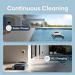 AIPER Solar Pool Skimmer Pool Surface Cleaning Robot with APP Support, Solar Powered and DC Charging for Continuous Cleaning, Pool Temperature Monitor