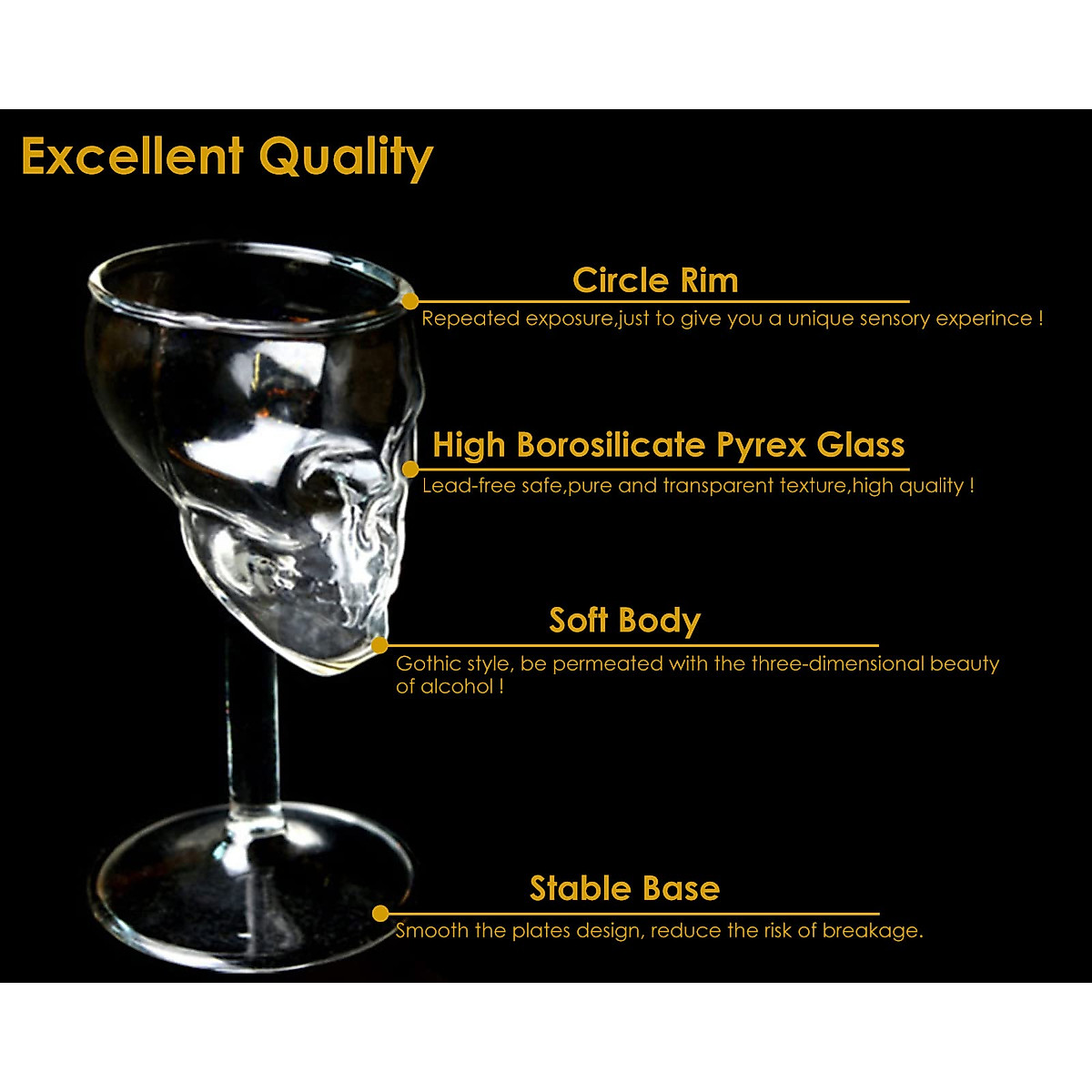 DS. DISTINCTIVE STYLE Skull Shot Glass 2 Pieces Double Shot 75 Milliliter 2.5 Ounce Whiskey Glass