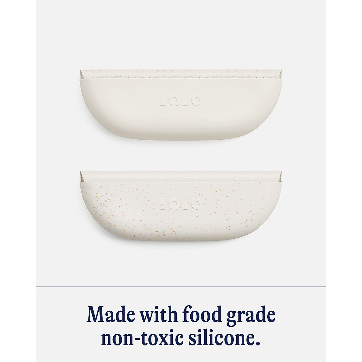 Lalo The Bib - Waterproof, Non-Toxic Silicone Baby Bib with Adjustable Neck Band & Silicone Food Pouch Catcher, Set of 2 - Oatmeal