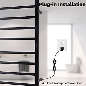 Towel Warmer Heated Towel Bar-Rack - Nopwer Bathroom Wall Mounted Electric Towel Drying Plug-in Matte Black 8 Bars