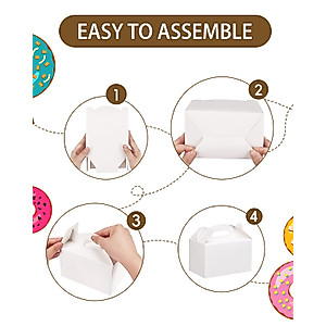 Moretoes 48 Pack White Treat Boxes Gable Boxes Party Favor Boxes Paper Gift Boxes for Birthday Party Shower 6 x 3.5 x 3.5 Inches