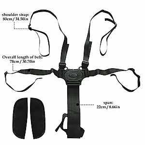 Kakalote 5 Point Child Safety Strap, Pushchair Strap, Buggy Pushchair Adjustable Seat Belt Harness Baby, Universal Baby Safe Belt Holder for Kids Stroller Pram (Black)