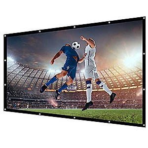 100 Inch Front and Rear Projector Screen, Simple Hangable Movie Screen with Hooks, Ropes, Portable Office Indoor & Outdoor Video Projection Screen