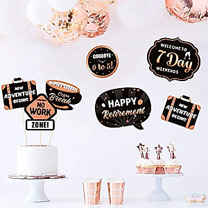 Retirement Party Centerpieces Women Rose Gold Happy Retirement Party Centerpieces Sticks Glitter Table Toppers Decorations Party Photo Booth Props Set of 24