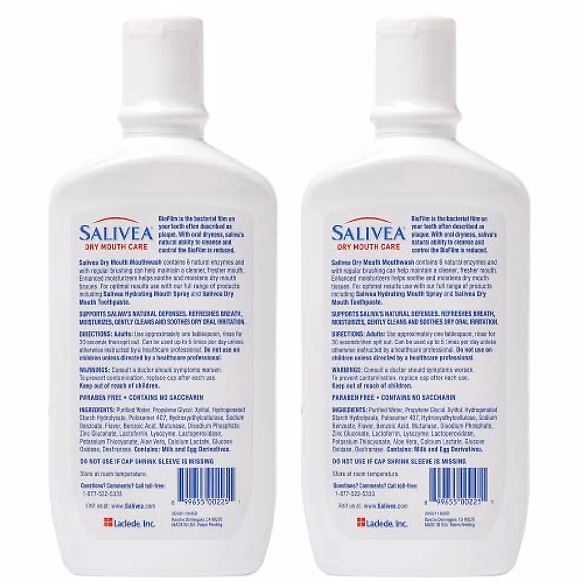 SALIVEA Dry Mouth Mouthwash - Soothing Mint Mouthwash with Natural Salivary Enzymes - Gentle Mouthwash to Aid Dry Mouth Care - Breath Freshener & Dry Mouth Treatment - Mint Flavor (2 Pack)