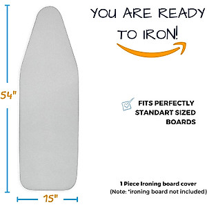 SAVUK Ironing Board Cover and Pad Standard Size Silicone Coated 4 Layers 15x54 inch Extra Heavy Duty Thick Padding, Heat Reflective, Non Stick Scorch and Stain Resistant