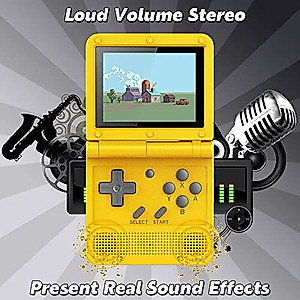 V90 Retro Clamshell Game Console 3 Inch IPS Screen Open System Handheld Game Console Built-in Rechargeable Battery Portable Style Handheld Gaming Video Console System with Case (Yellow, 64G)