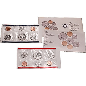 1992 P, D U.S. Mint - 10 Coin Uncirculated Set with CoA Uncirculated