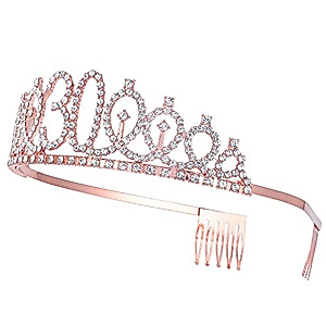 JunyRuny Dirty 30 Birthday Decorations for Her Birthday Sash and Tiara Rose Gold Crown Birthday Gifts for Women 30-Year-Old Happy Birthday Decorations 30th Birthday Party Favor Supplies