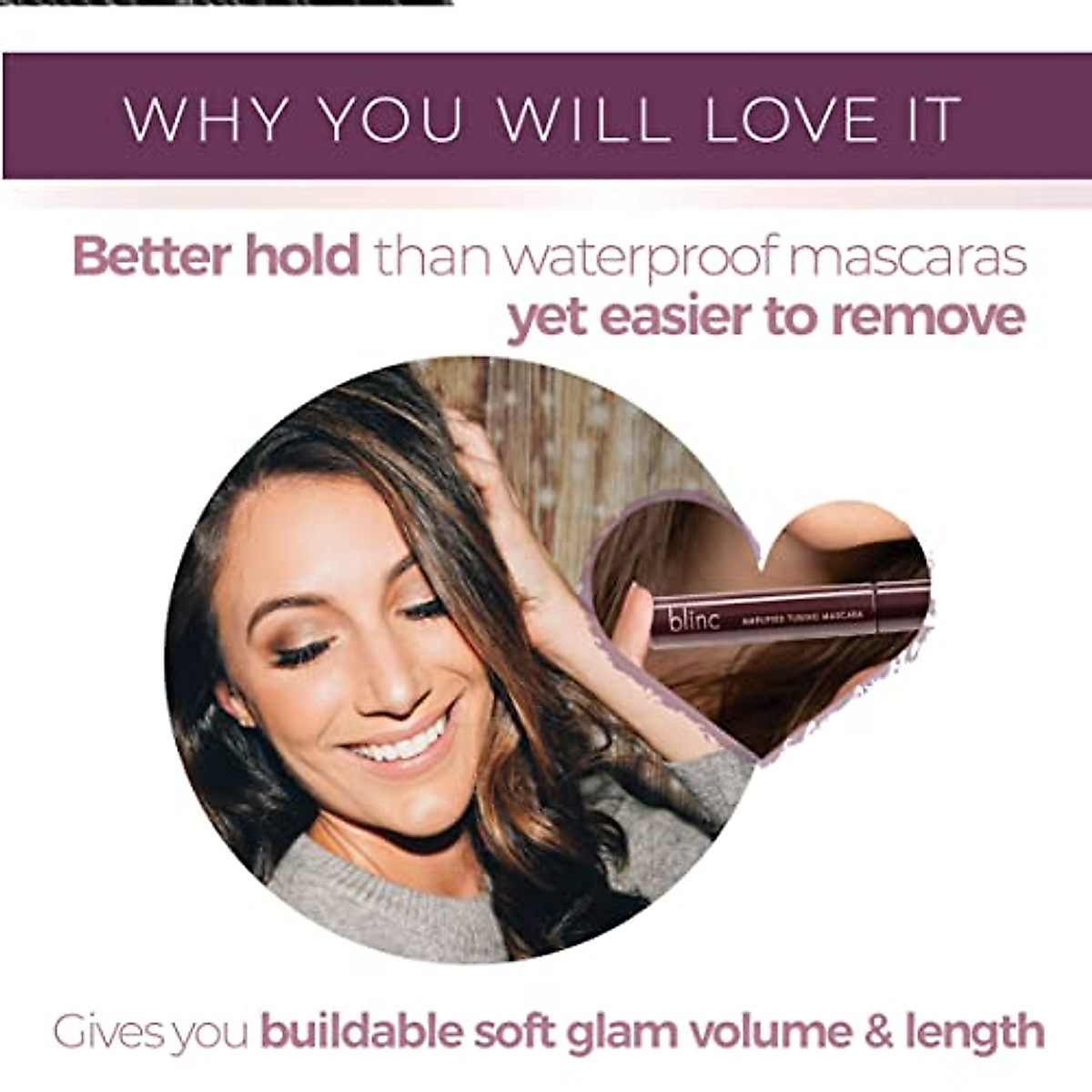 Blinc Amplified Tubing Mascara, Ultra-Longwearing Washable Mascara, Soft-Glam Volumizing, Lengthening and Defining Mascara, Gluten-Free and Cruelty-Free, Black, 9mL / 0.30 Fl. OZ