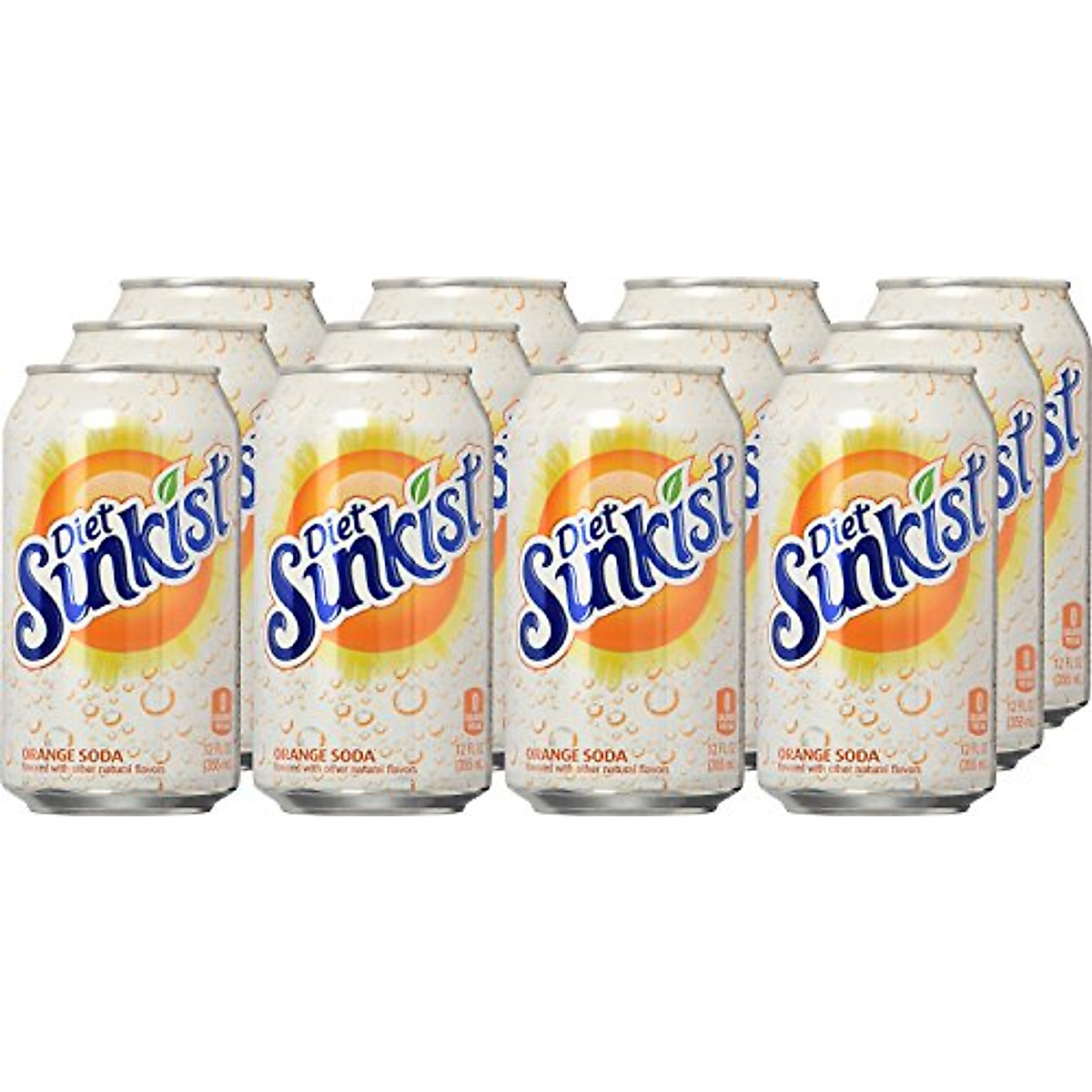 Sunkist Zero Sugar Orange Soda, 12 fl oz cans, 12 pack