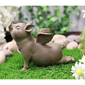 Ebros Peaceful Zen Yoga Flying Pig Hog Heavens Statue Rustic Country Piggy Piglet Porcine Pigs Fairy Garden Collectible Figurine (Cobra Stretch Pose)