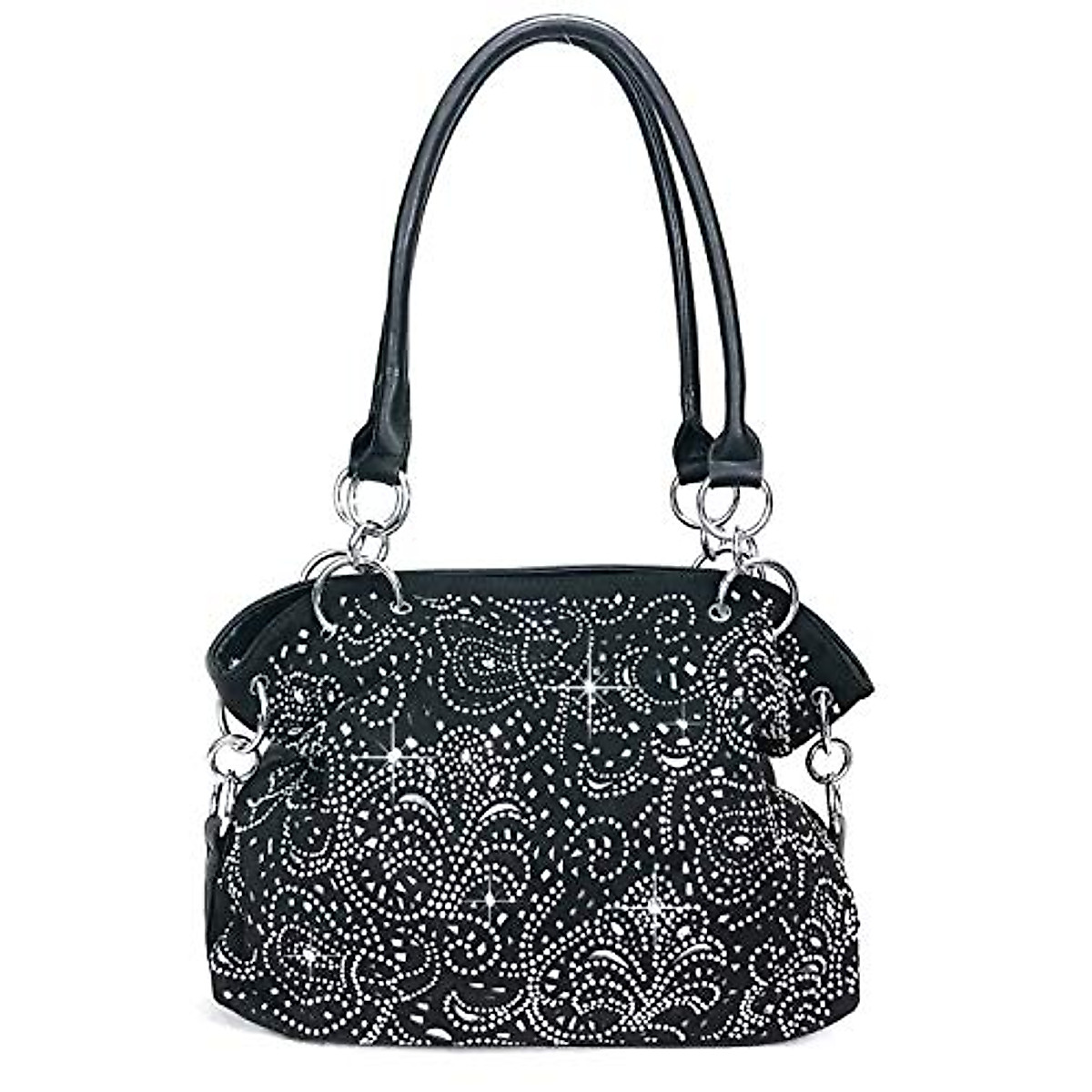 Zzfab Laser Cut Bling Purses Double handle purse Black