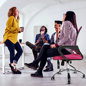 InfiniPower Task Ergonomic Mesh Computer Wheels and Arms and Lumbar Support Study Chair for Students Teens Men Women for Dorm Home Office, Pink