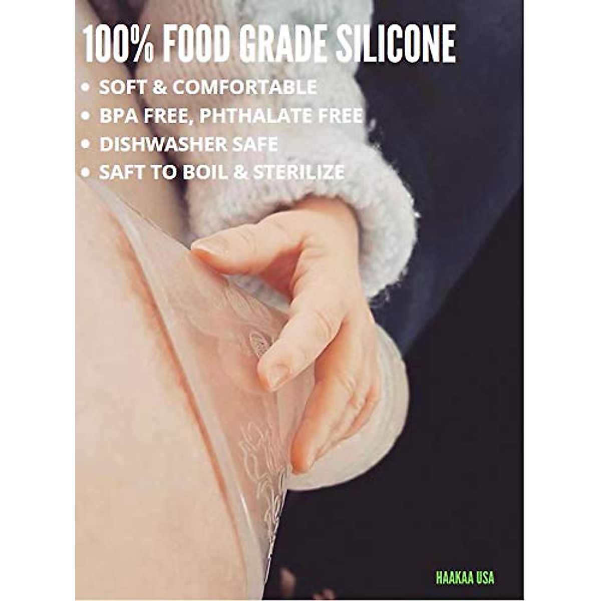 Haakaa New Silicone Breast Pump 150ML with Suction 100% Food Grade Silicone BPA PVC and Phthalate Free (150ml)