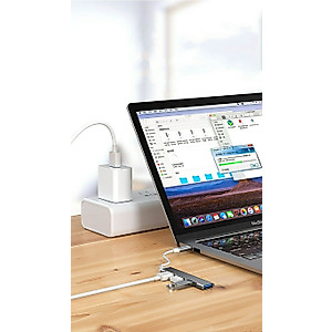 Mini USB Hub Extensions, 4 Port USB 3.0 Hub Expander, USB Adapter Station, Ultra Slim Portable Data Hub Applicable for Laptop, iMac Pro, MacBook Air, Mac, Notebook PC, USB Splitter Aluminum