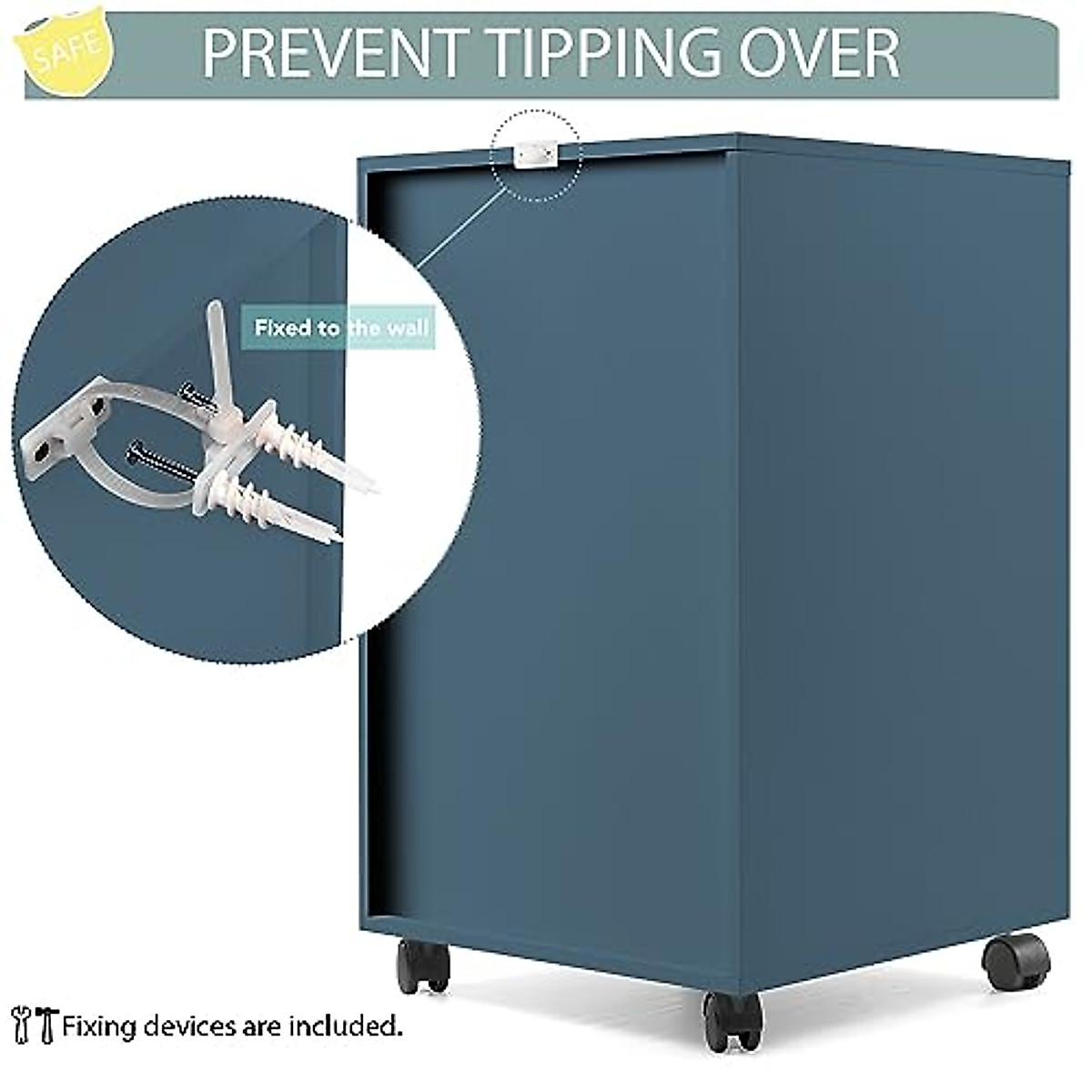 EDGEWOOD 5 Drawer Vertical File Cabinet Filing Storage Wood Organizer Dresser Chest, 16" D x 16" W x 26" H, Blue