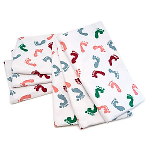 PILL THING Swaddle Baby Hospital Receiving Blanket 6 Pack for Boy Girl Newborn Babies - Breathable Cotton - Durable Hospital Quality - Generous Size (Baby Feet, 6 Pack)