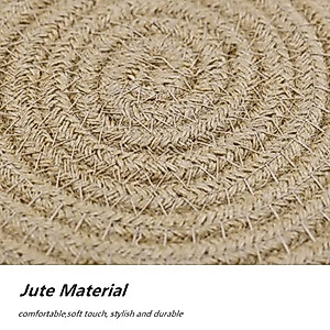 GIBZ Jute Storage Baskets with Tassel, Decorative Natural Round Basket Set Home Organizer for Bedroom, Nursery, Living Room, Bathroom White Set of 3