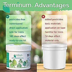 TERMINUM Ant Barrier - Water-Based Barrier, Ready-to-Use Physical Barrier for Ants & Mealybugs - Complete Control Kit for Gardens, Plantations, Farms, & Outdoors - 11oz